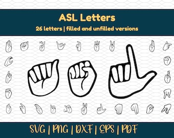 AMERICAN SIGN LANGUAGE Svg, American Sign Language Font, American Sign ...