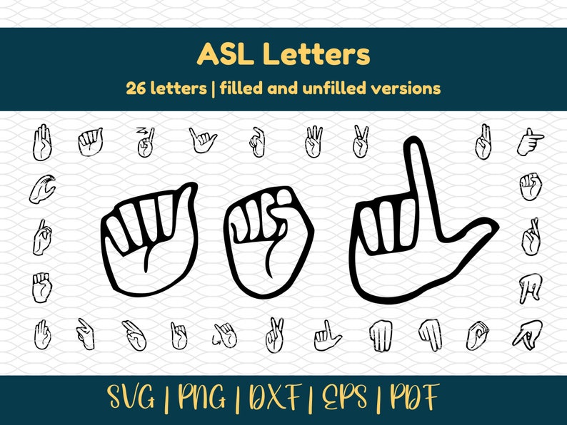 ASL Alphabet Letters SVG: American Sign Language Cut Files (digital ...
