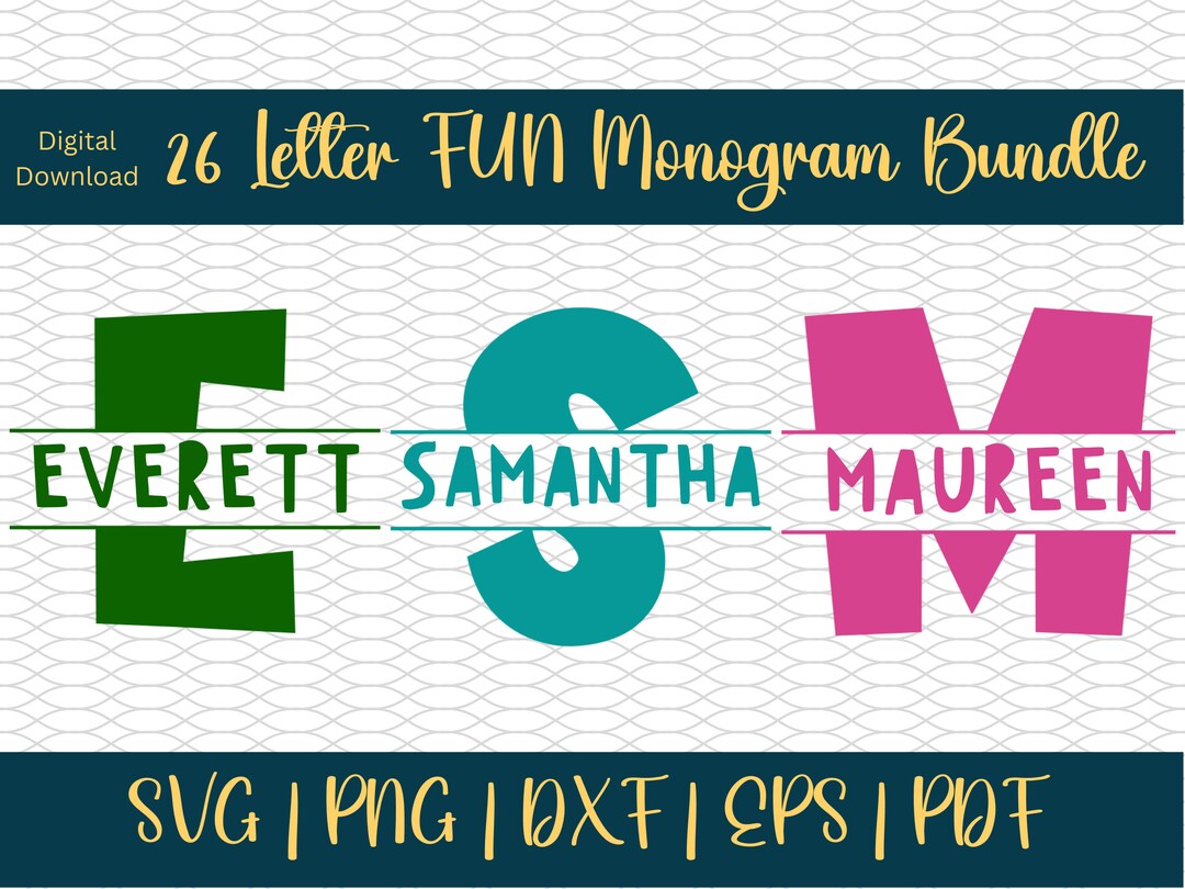 Font Monogram Svg Bundle, Split Monogram Letters Svg, Kids Monogram Svg ...