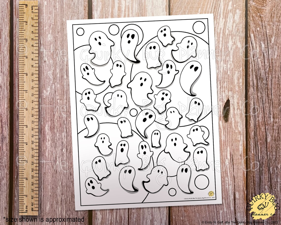 Spooky Ghost Coloring Page - Printable Digital Download - Etsy