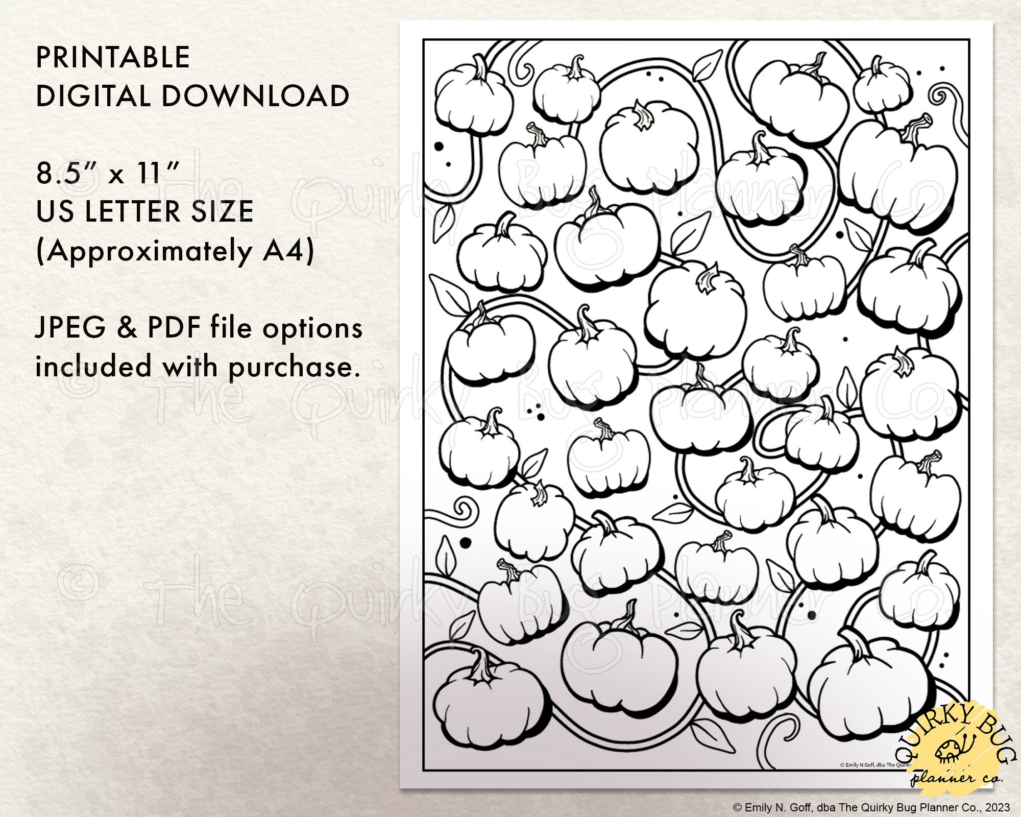 Pumpkin Patch Coloring Page - Printable Digital Download - Etsy