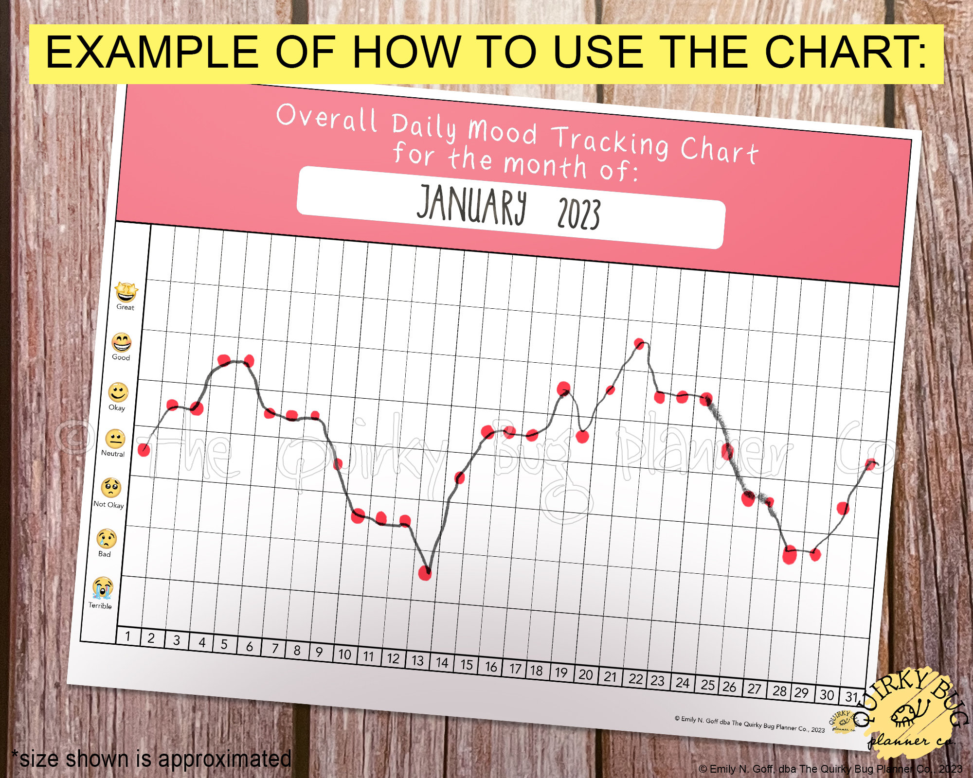 Monthly Mood Tracking Chart, PINK - Printable Digital Download - Etsy