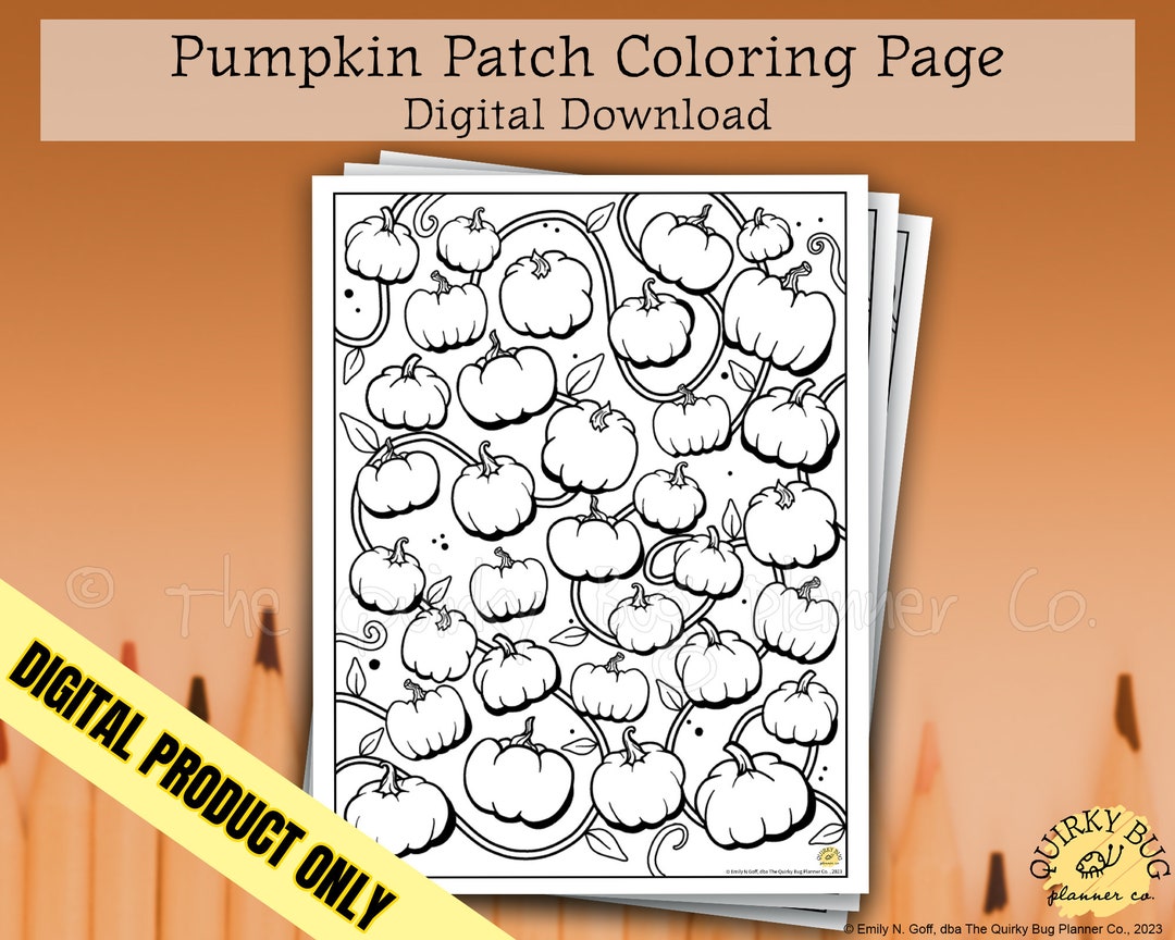 Pumpkin Patch Coloring Page - Printable Digital Download - Etsy