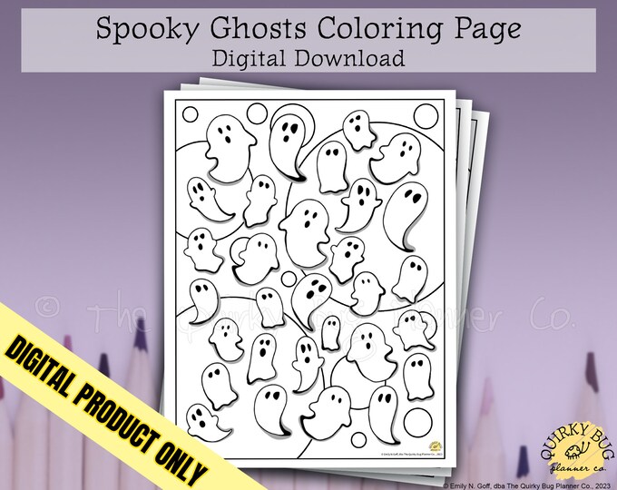 Spooky Ghost Coloring Page - Printable Digital Download - Etsy