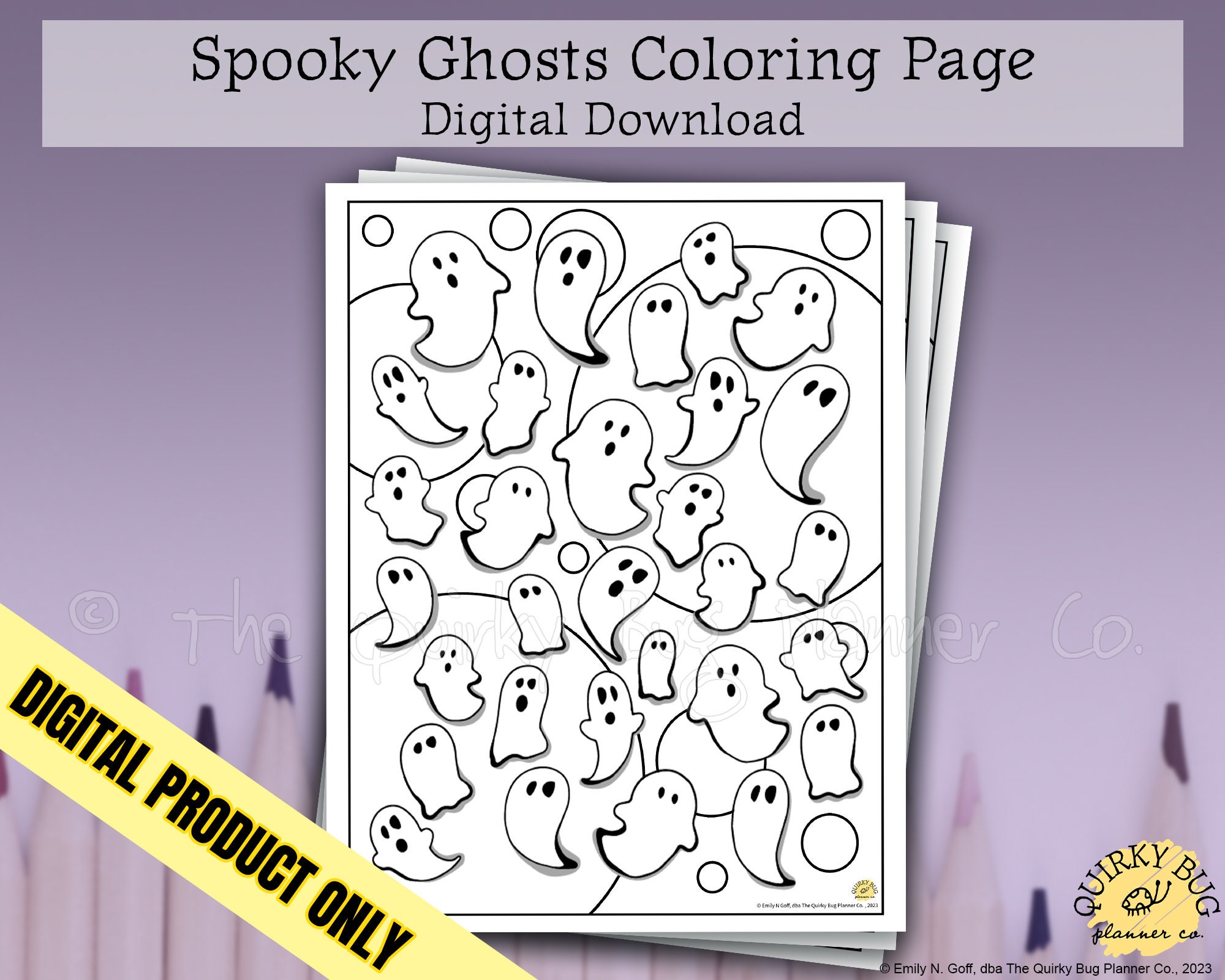 Spooky Ghost Coloring Page - Printable Digital Download - Etsy