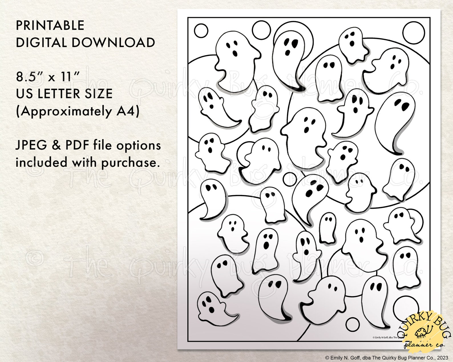 Spooky Ghost Coloring Page - Printable Digital Download - Etsy