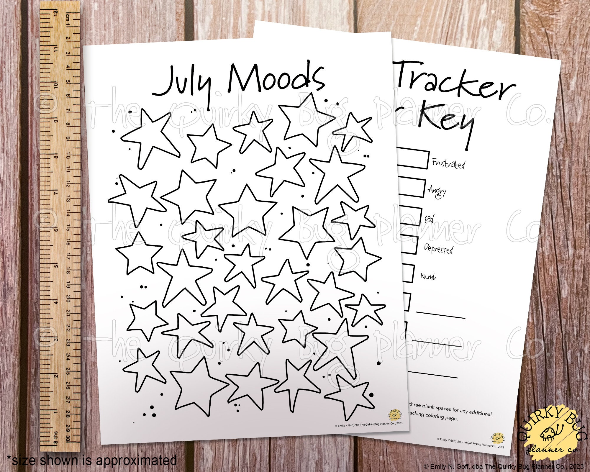 July Stars Mood Tracking Coloring Page + Color Key Page - Printable ...