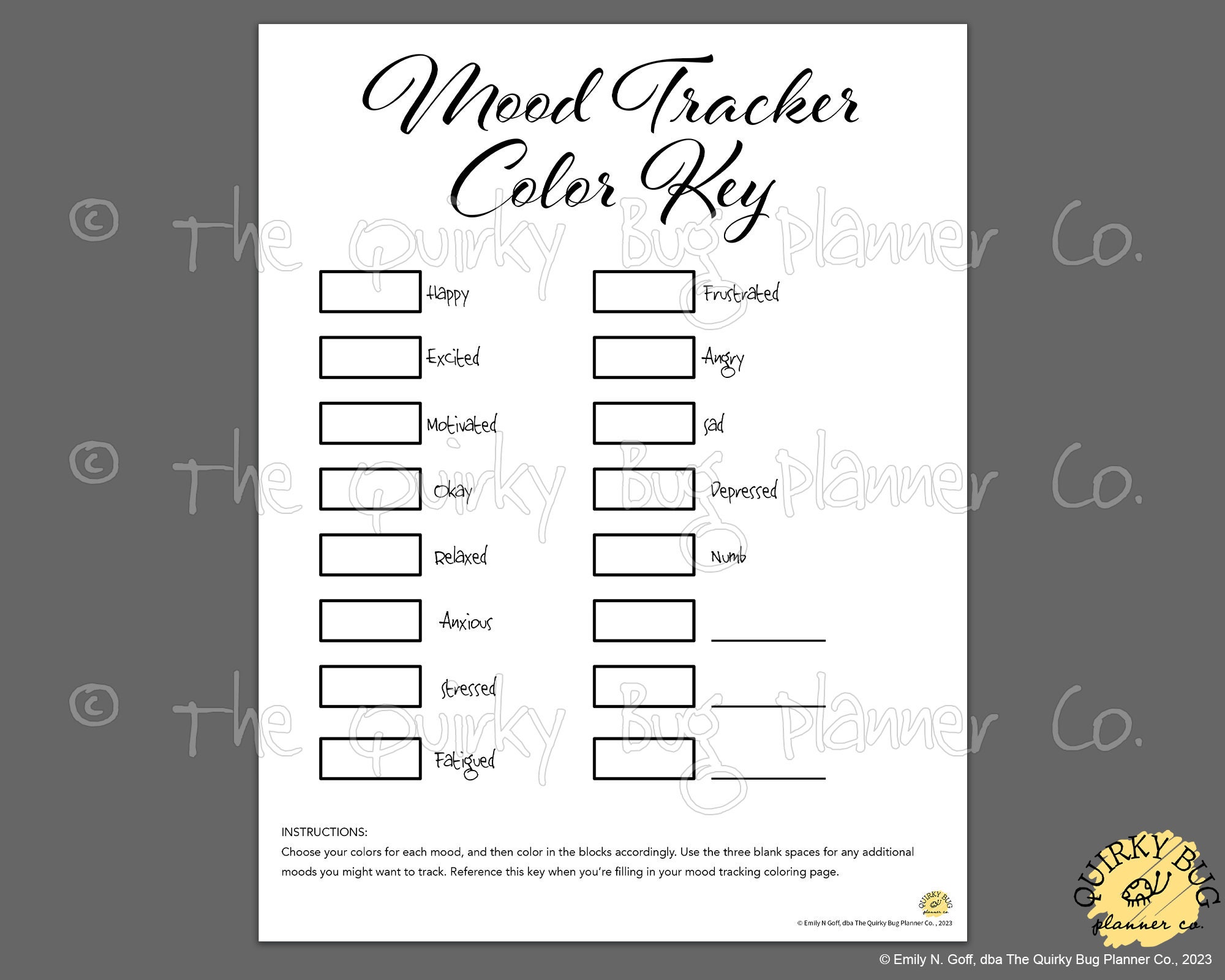 May Flowers Mood Tracking Coloring Page Color Key Page Printable ...