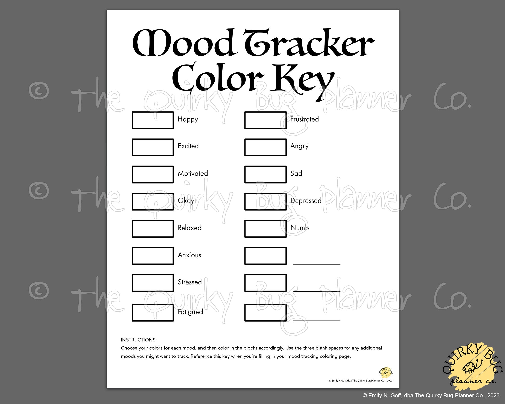 Monthly Ghost Mood Tracking Coloring Page + Color Key Page - Printable ...