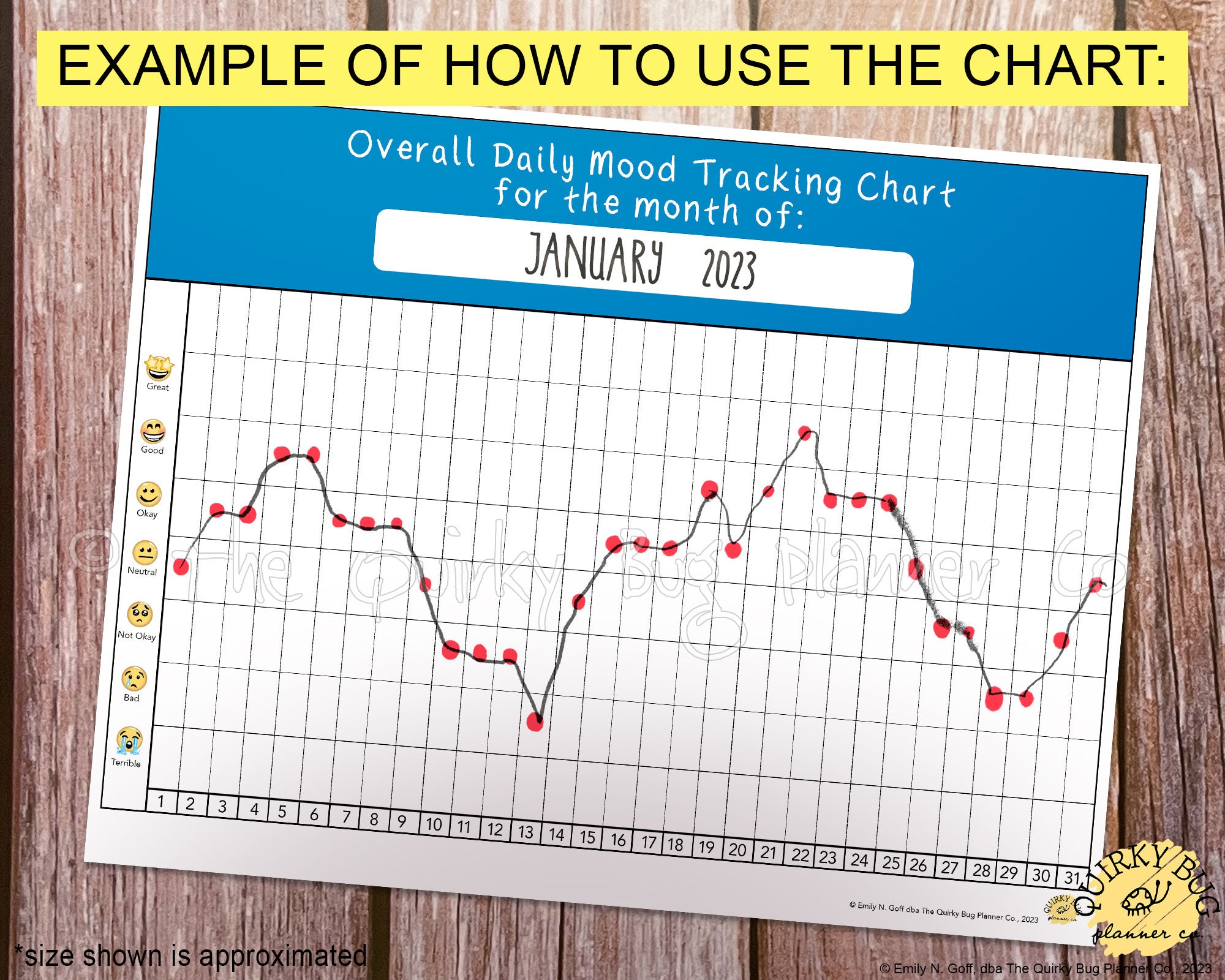 Monthly Mood Tracking Chart, BLUE - Printable Digital Download - Etsy