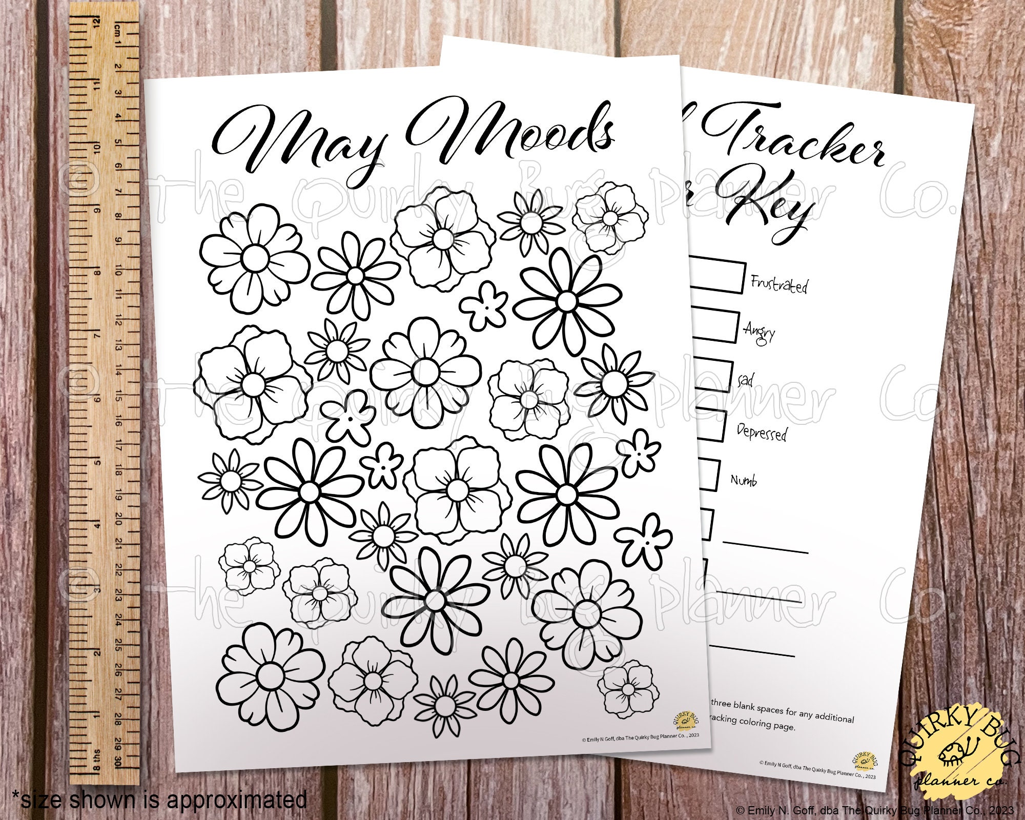 May Flowers Mood Tracking Coloring Page Color Key Page - Etsy