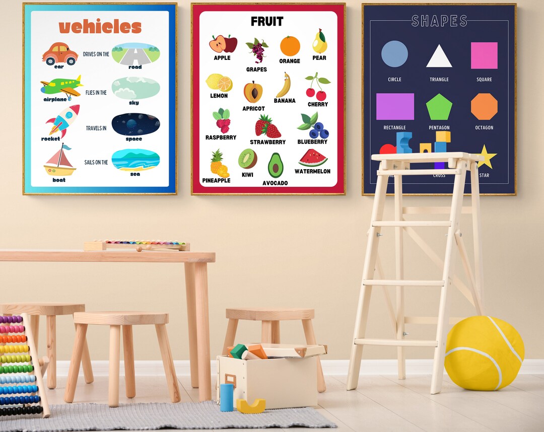 Fruits Digital Print, Downloadable Prints, Shapes Montessori ...