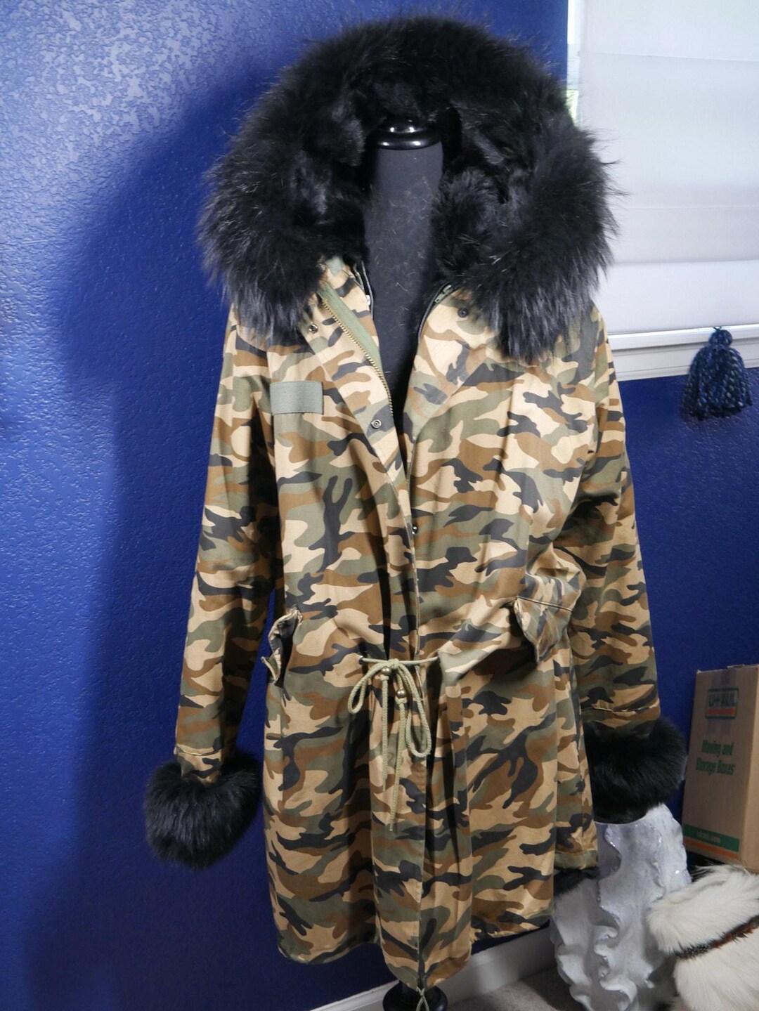 Gorgeous Parka! Camo & Black Fox W/ Fur Lining Coat Jacket XL Plus - Etsy