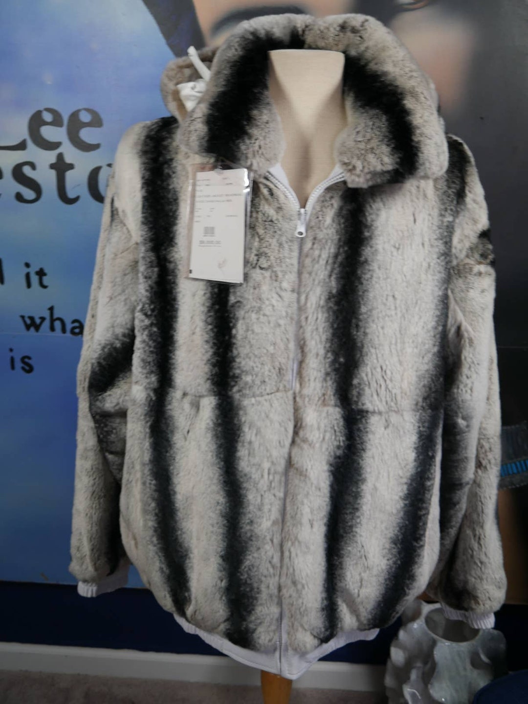 Brand New W/ Tags Mens Reversible Chinchilla Rex Fur & Leather Coat W ...