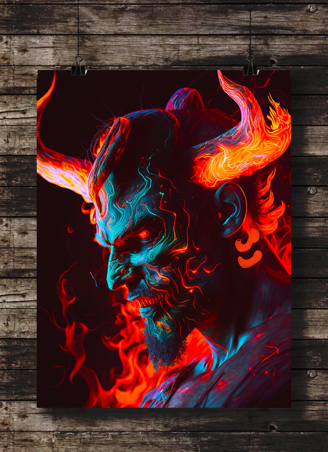 Fire Demon 7 - Game Room Digital Art Print - Etsy