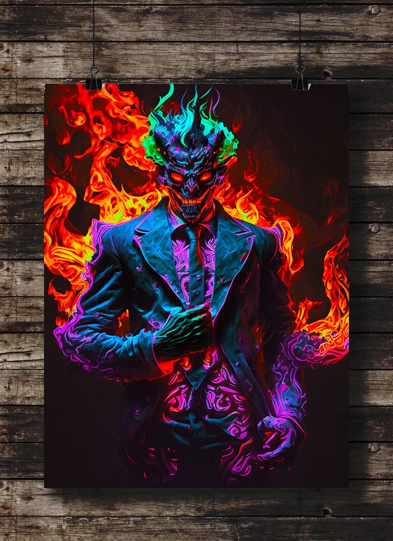 Fire Demon 19 - Game Room Digital Art Print - Etsy