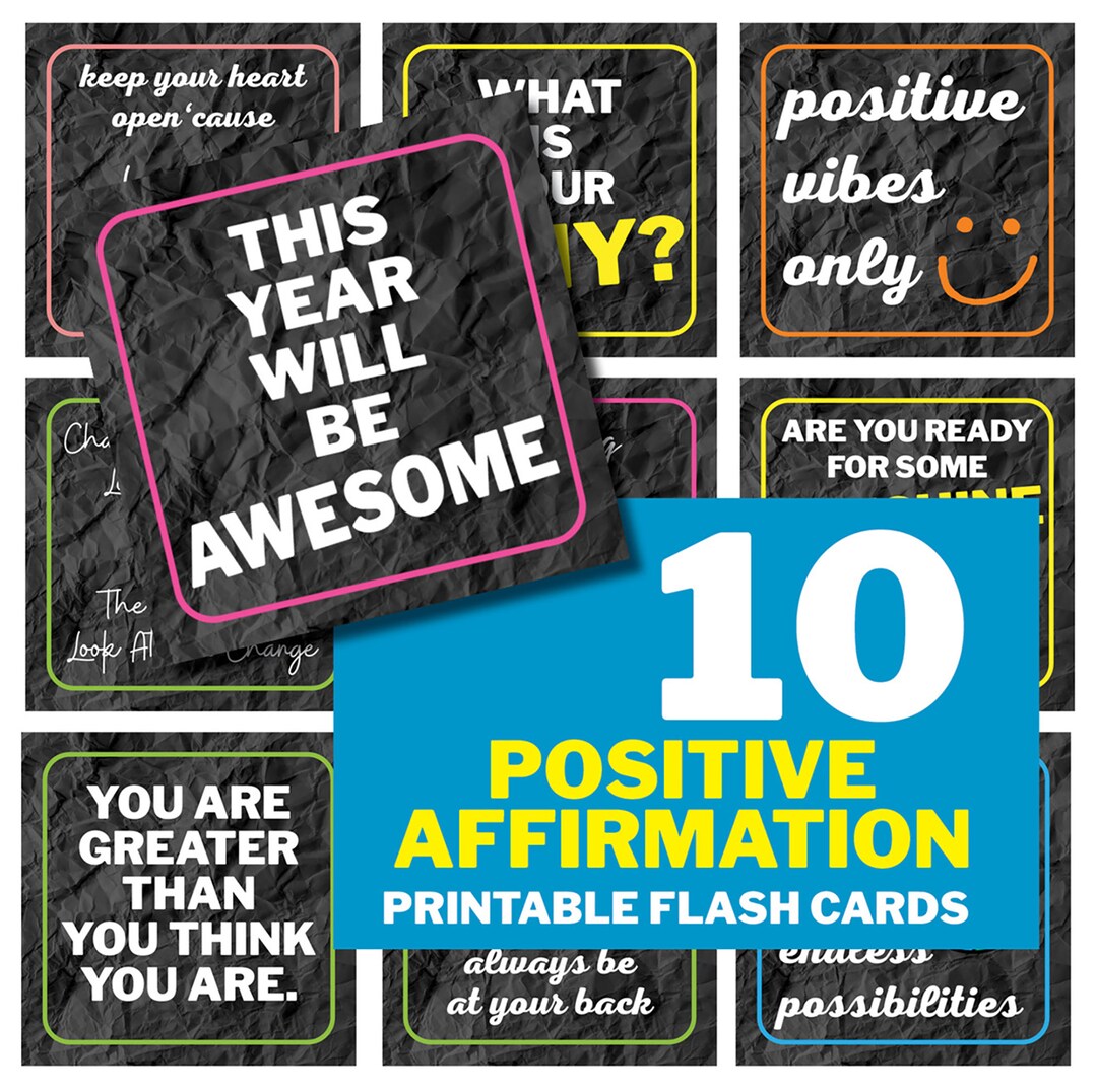 Positive Affirmations Flash Cards - 10 Random Downloadable and ...