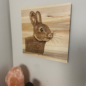 10x10 Pyrography Rabbit on Unfinished Pine - Etsy