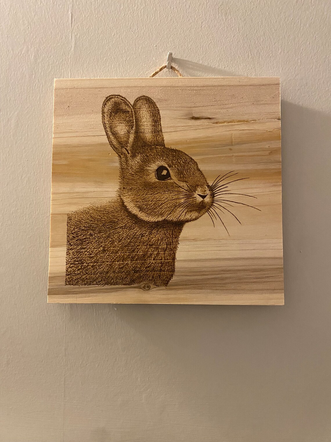 10x10 Pyrography Rabbit on Unfinished Pine - Etsy