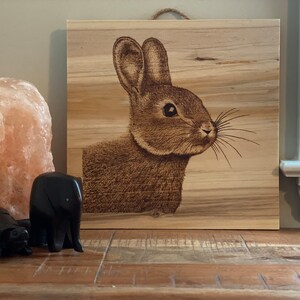 10x10 Pyrography Rabbit on Unfinished Pine - Etsy