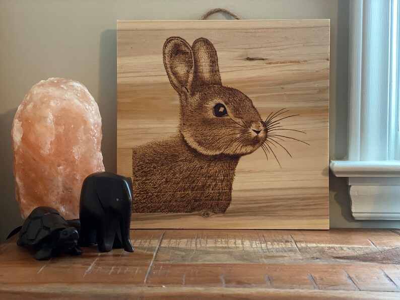 10x10 Pyrography Rabbit on Unfinished Pine - Etsy