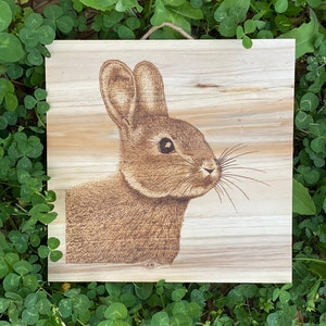 10x10 Pyrography Rabbit on Unfinished Pine - Etsy