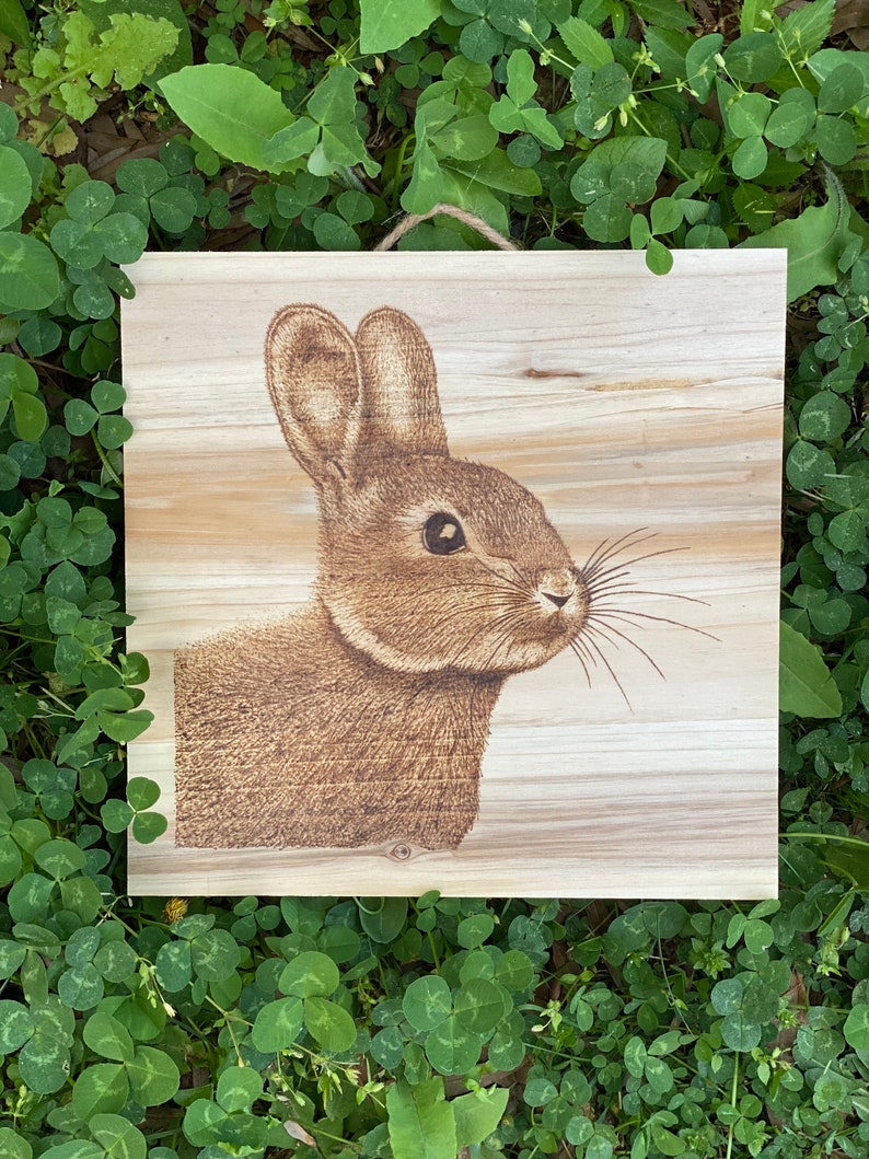 10x10 Pyrography Rabbit on Unfinished Pine - Etsy