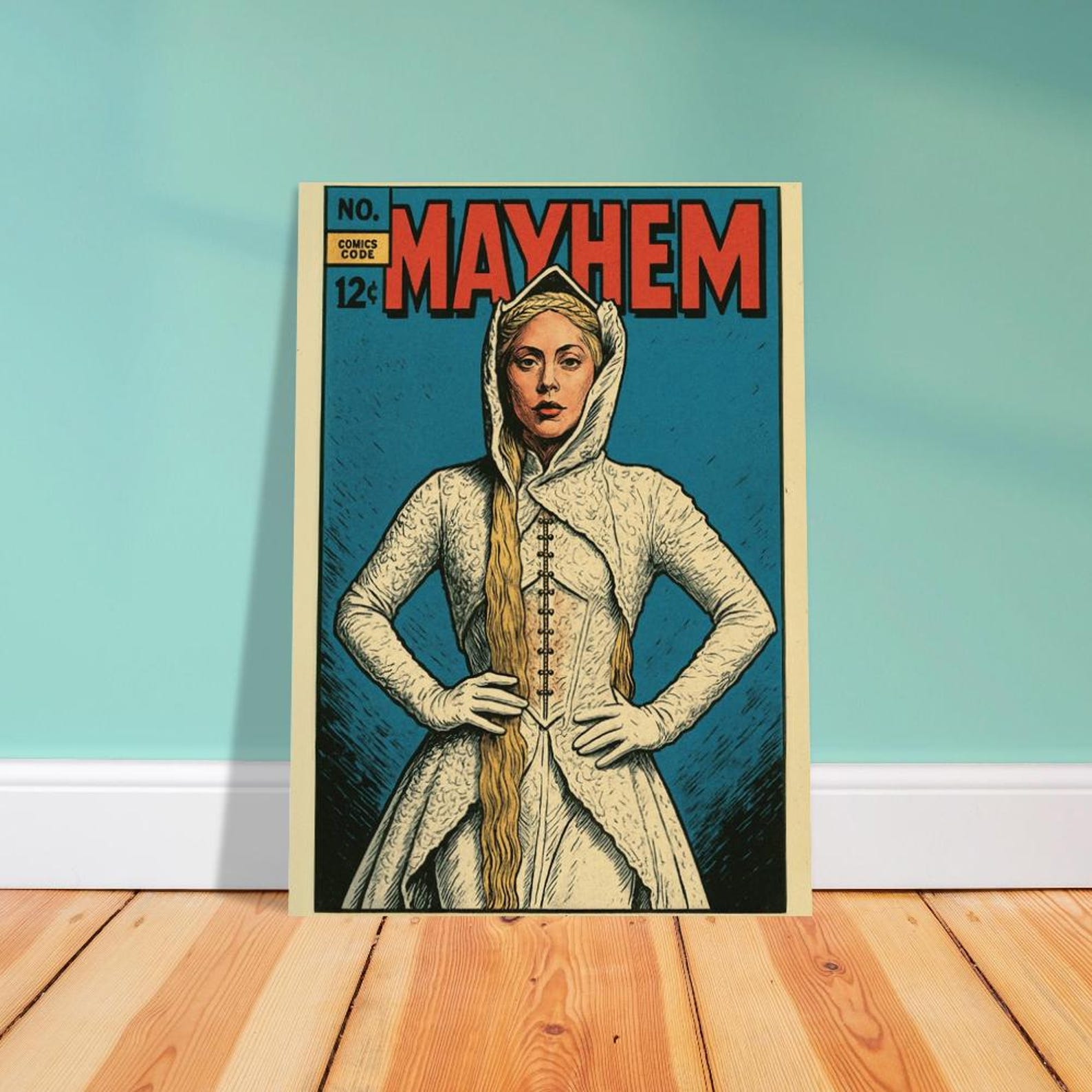 Lady Gaga Mayhem Poster, White Heroine Comic Wall Art, Little Monsters ...