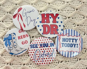 Ole Miss Gameday Buttons | Gameday Accessories | Hotty Toddy - Etsy