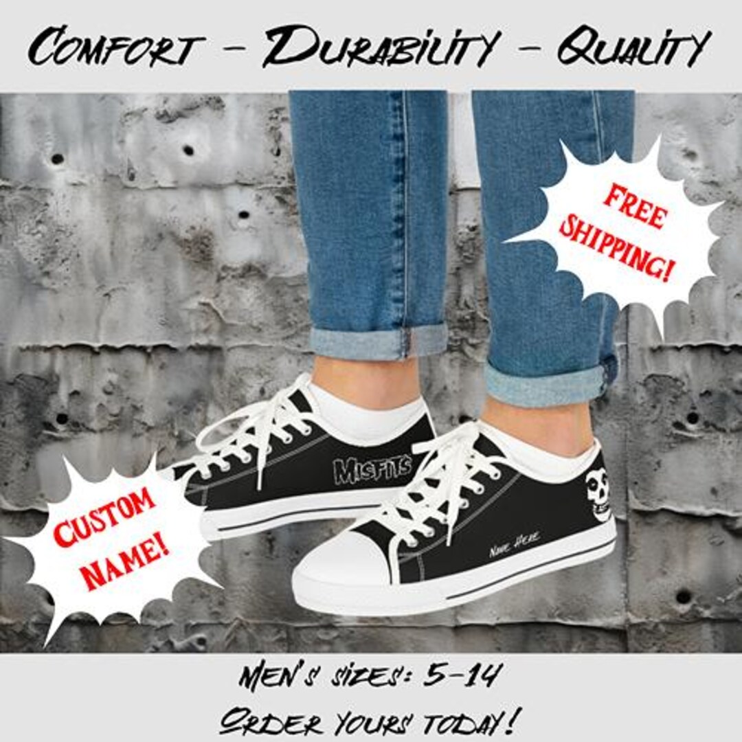 Men's Misfits Shoes Rock Low Top Sneakers Punk Rock Gift for Him Rock N ...