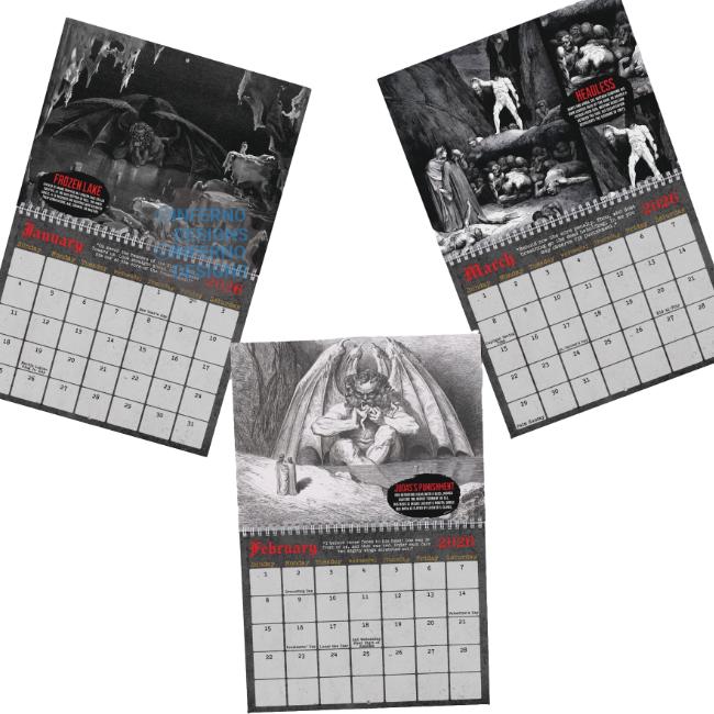 Dante's Inferno 2026 Wall Calendar, Goth Grunge Dark Occult Satanic ...