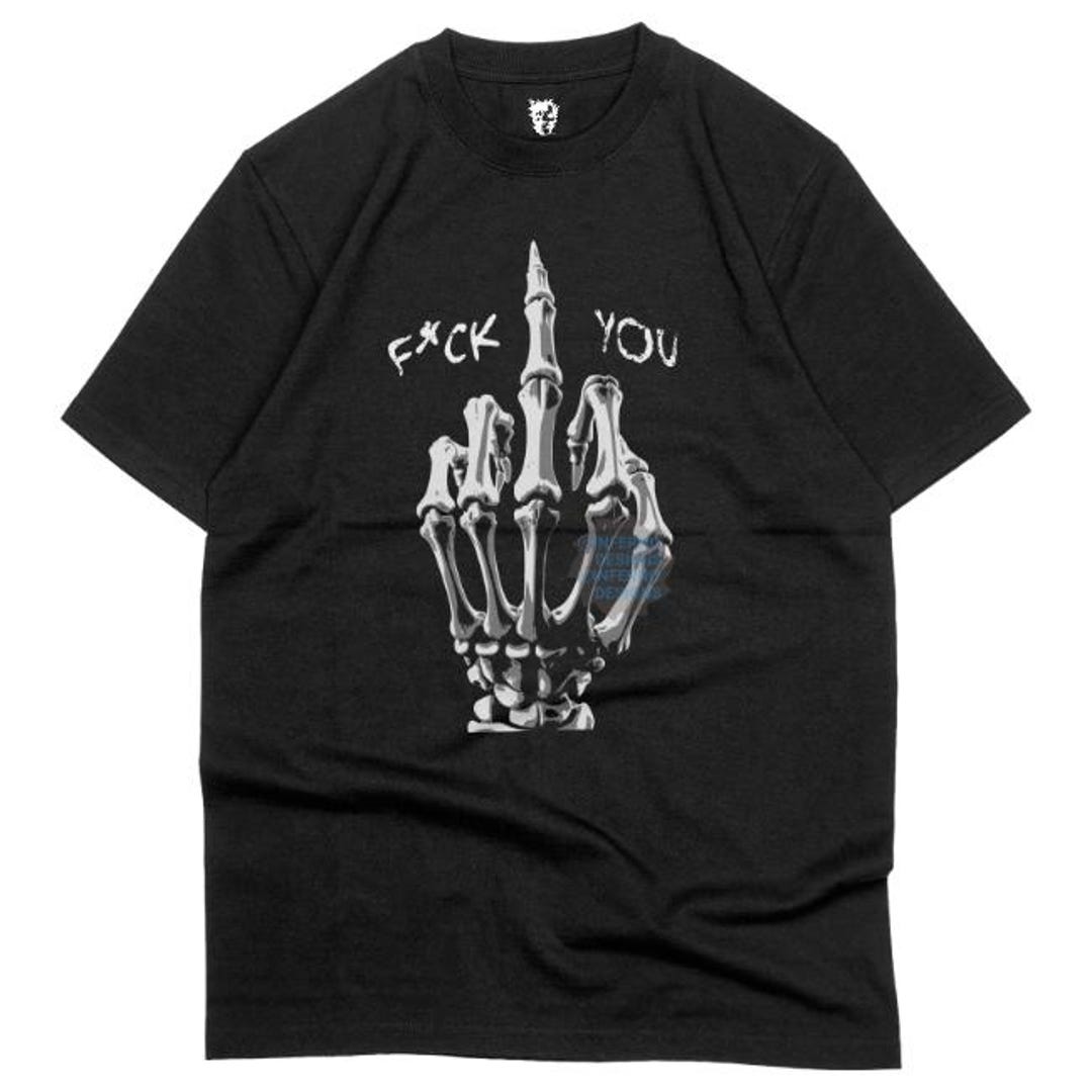 Y2K Grunge Middle Finger Shirt Adult Humor T-shirt, Skeleton Funny T ...