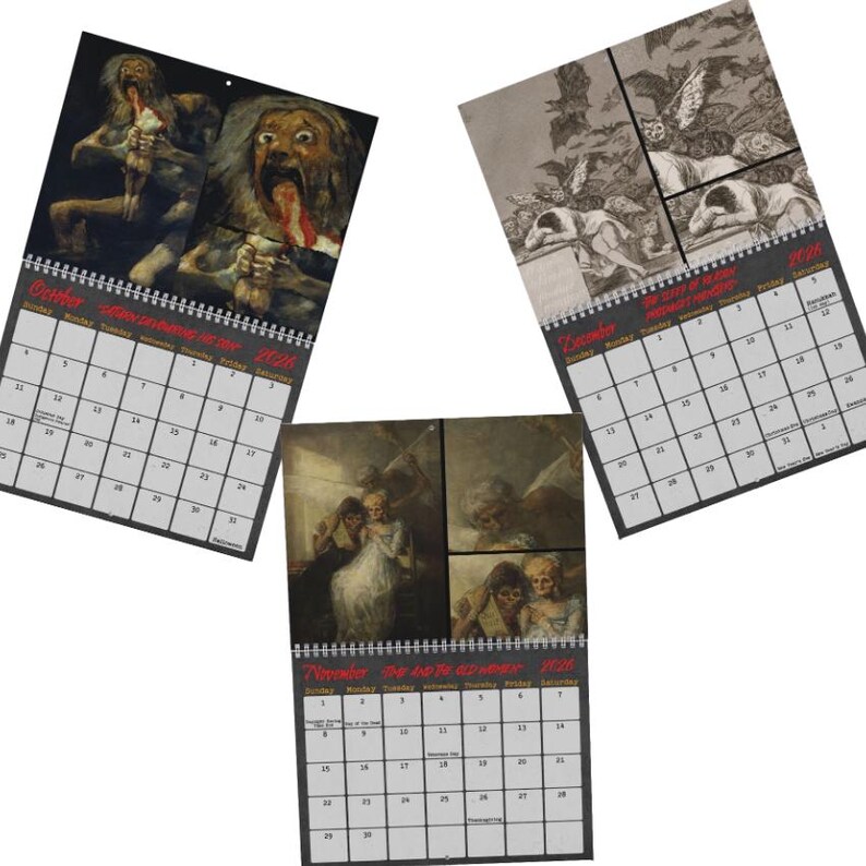 Francisco De Goya 2026 Wall Calendar, Goth Grunge Dark Occult Satanic ...