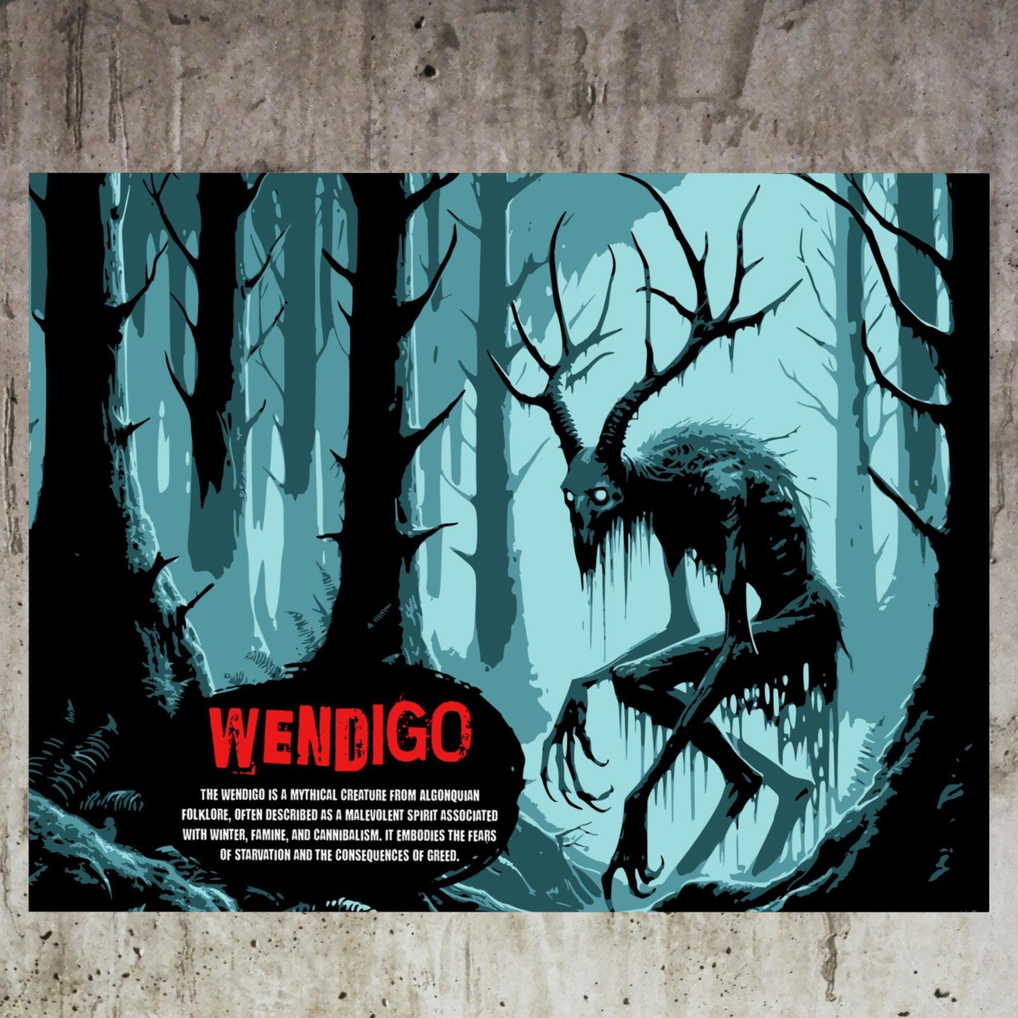 Wendigo Print, Cryptid Print, Matte Poster, Art Prints, Cryptozoology, Gothic Home Decor - Etsy