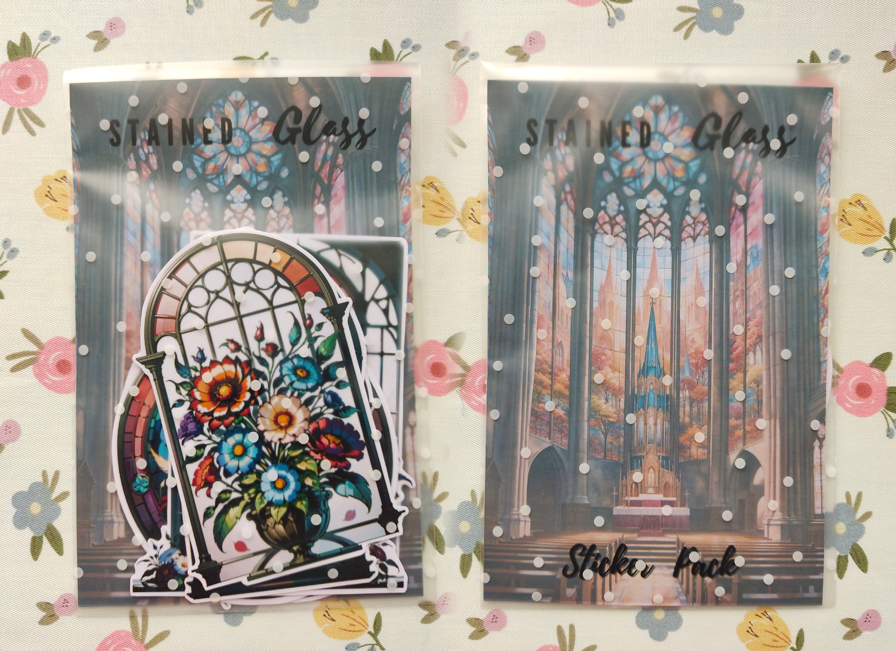 Stained Glass Sticker Pack Glossy and Holographic Finish Gothic Windows ...