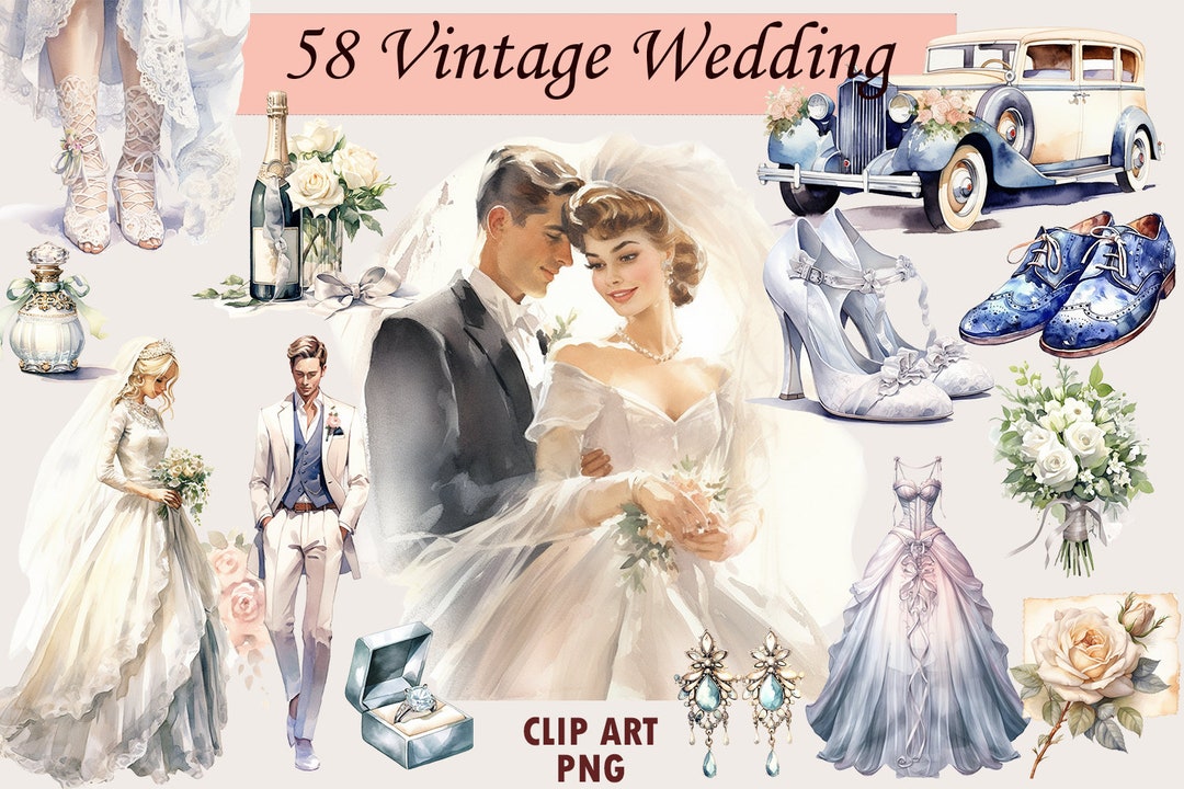 Vintage Wedding Clipart Bundle - Etsy