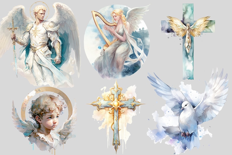 30 Heaven's Angels Clipart & Sublimation, Angel Art Png, Angelic Theme ...