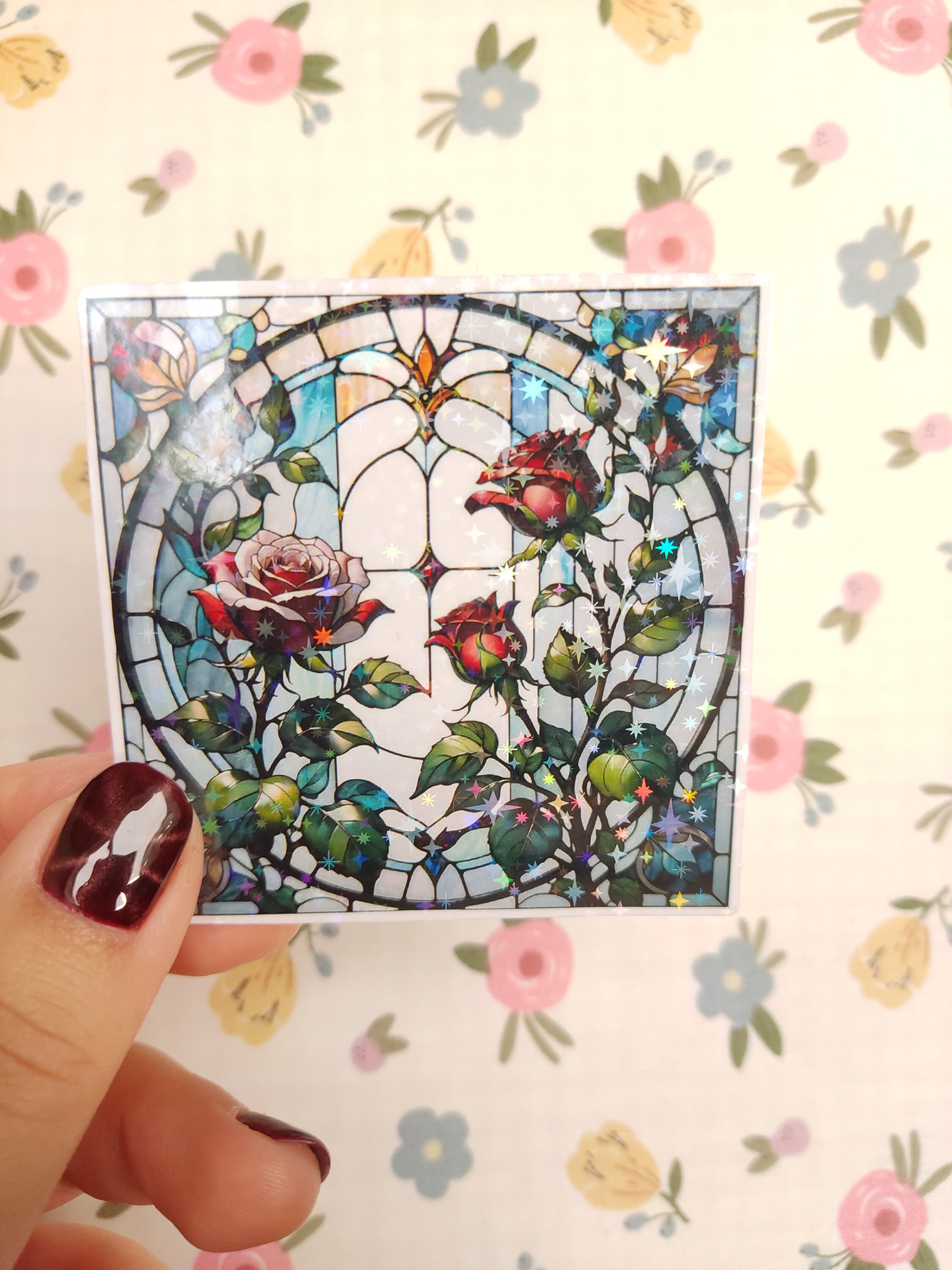 Stained Glass Sticker Pack Glossy and Holographic Finish Gothic Windows ...