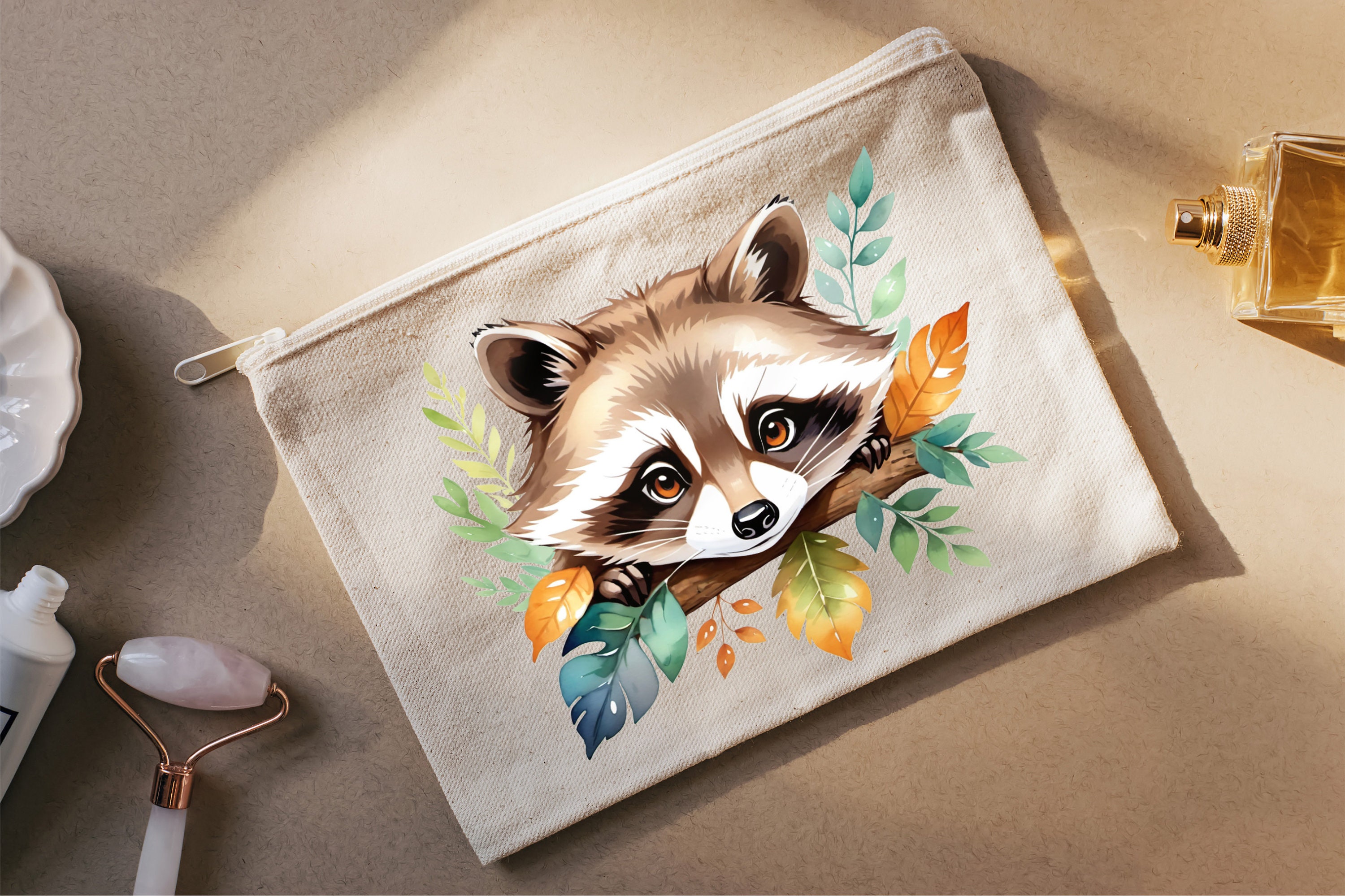 Watercolor Raccoons Clipart Bundle & Sublimation Art Adorable Cartoon ...