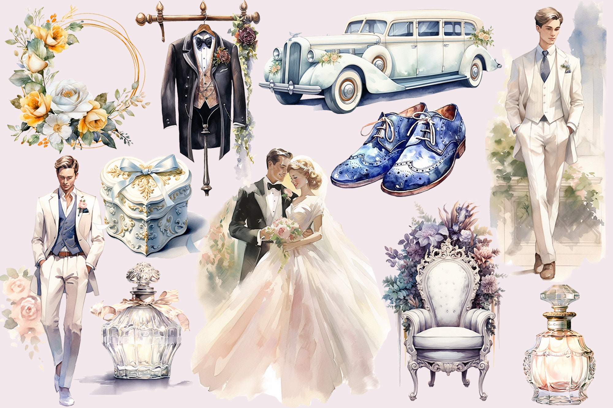 Vintage Wedding Clipart Bundle - Etsy