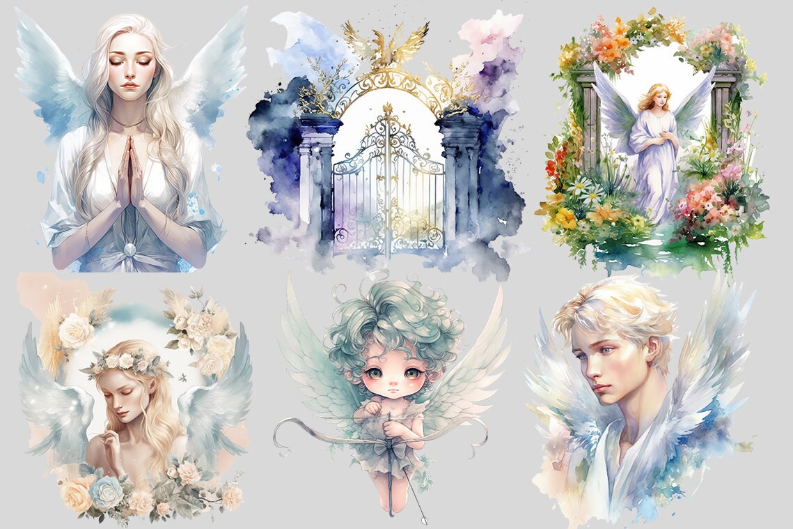 30 Heaven's Angels Clipart & Sublimation, Angel Art Png, Angelic Theme ...