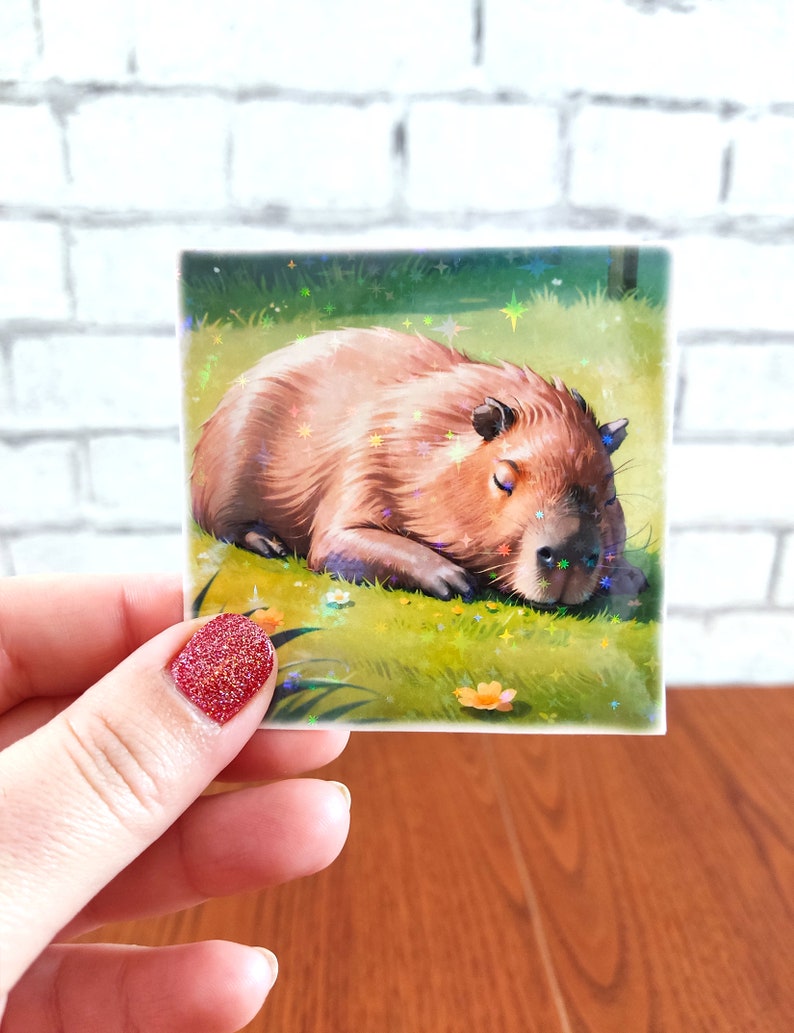Capybaras Sticker Pack Glossy and Holographic Finish Adorable Kawaii ...