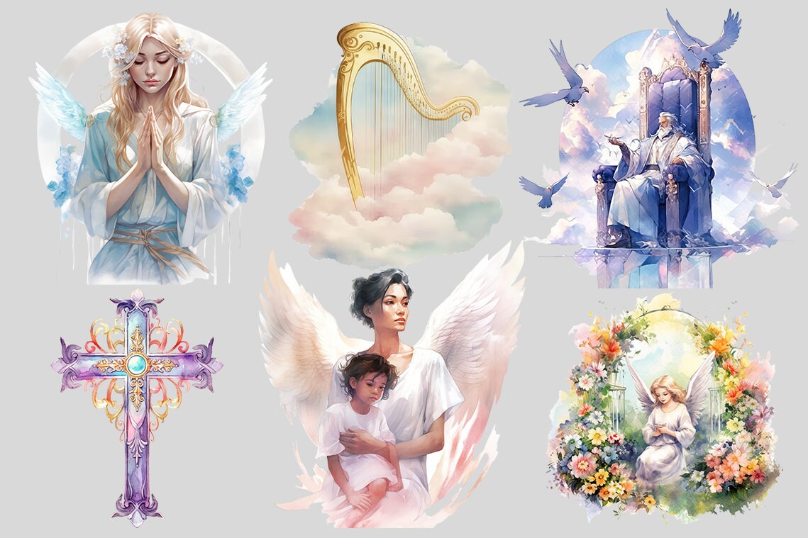 30 Heaven's Angels Clipart & Sublimation, Angel Art Png, Angelic Theme ...
