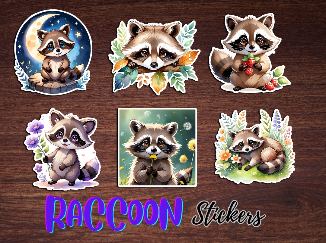 Raccoon Sticker Pack Cute Raccoon, Adorable Animal, Whimsical Creature ...