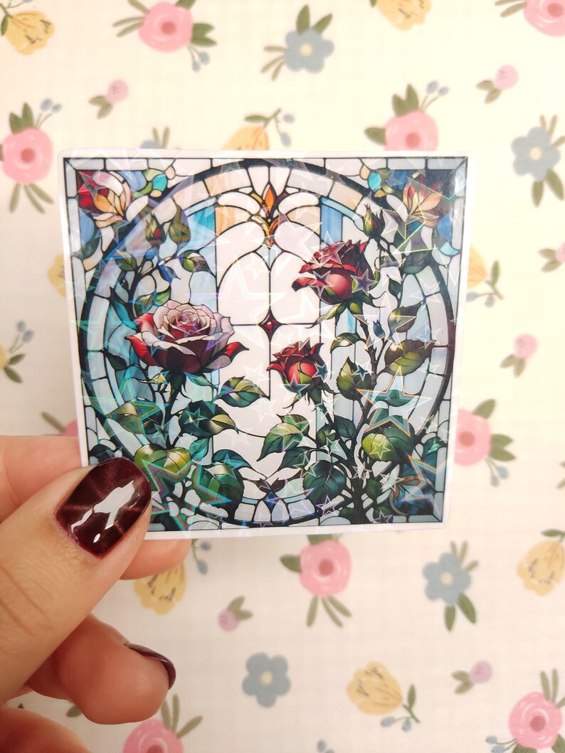 Stained Glass Sticker Pack Glossy and Holographic Finish Gothic Windows ...