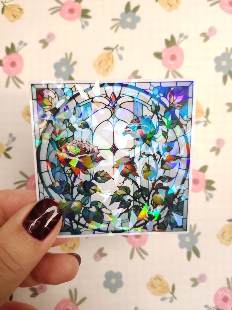 Stained Glass Sticker Pack Glossy and Holographic Finish Gothic Windows ...