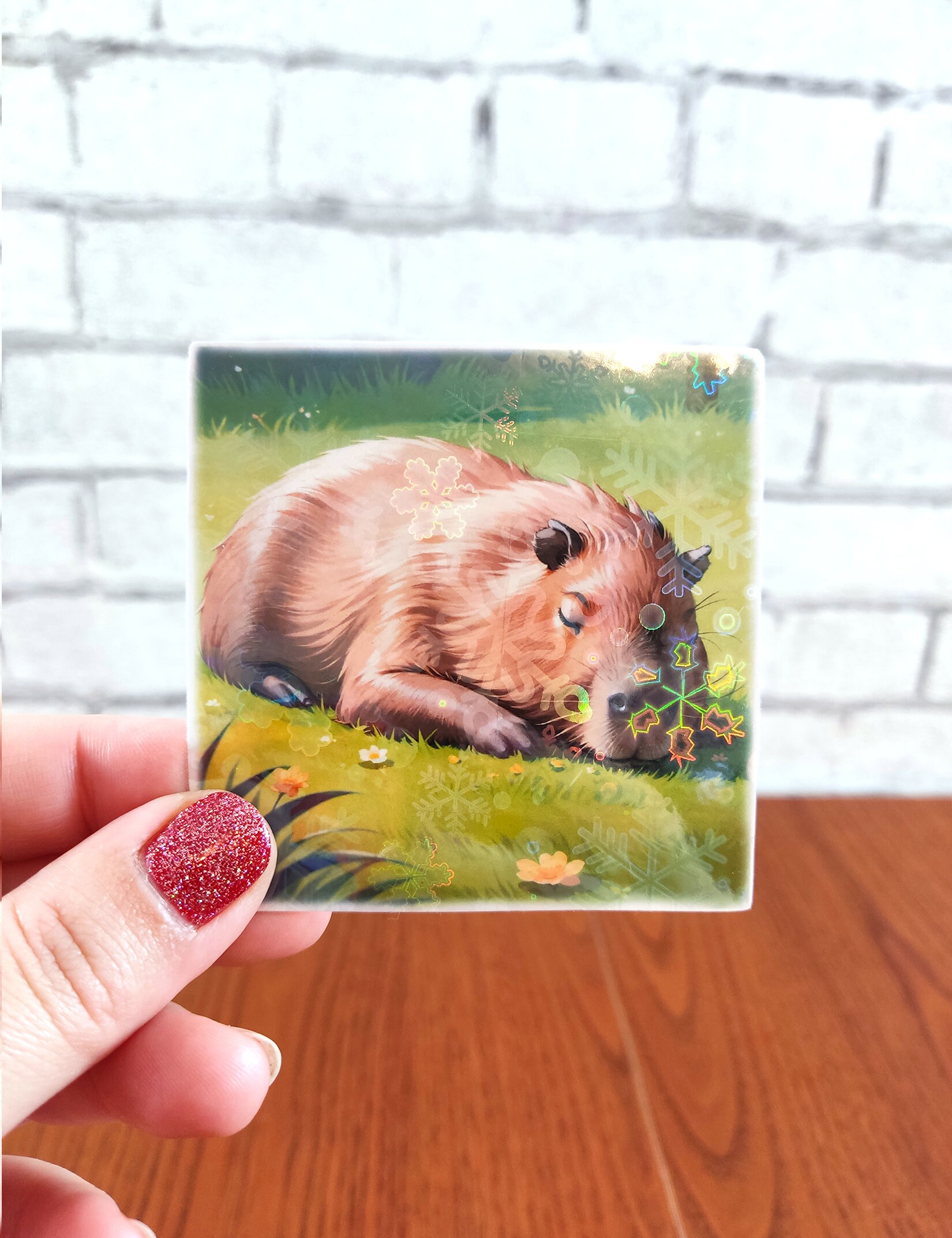 Capybaras Sticker Pack Glossy and Holographic Finish Adorable Kawaii ...