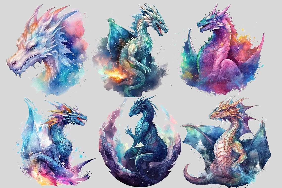 Cosmic Dragons Clipart Digital Download - Etsy