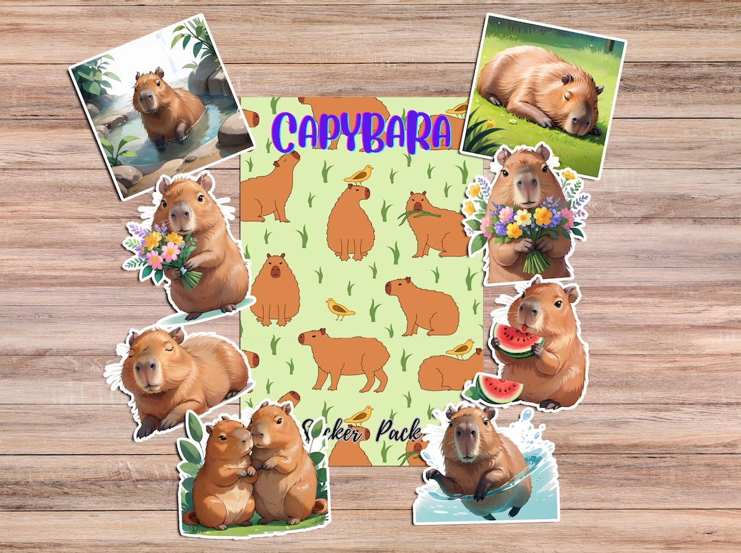 Capybaras Sticker Pack Glossy and Holographic Finish Adorable Kawaii ...