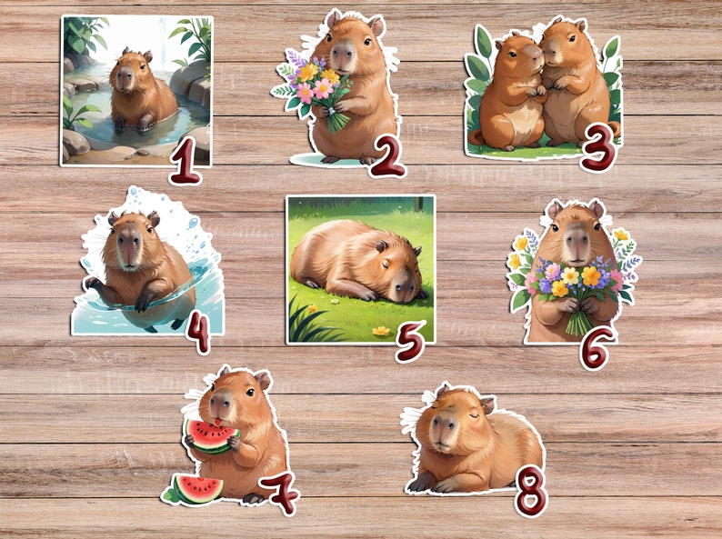 Capybaras Sticker Pack Glossy and Holographic Finish Adorable Kawaii ...
